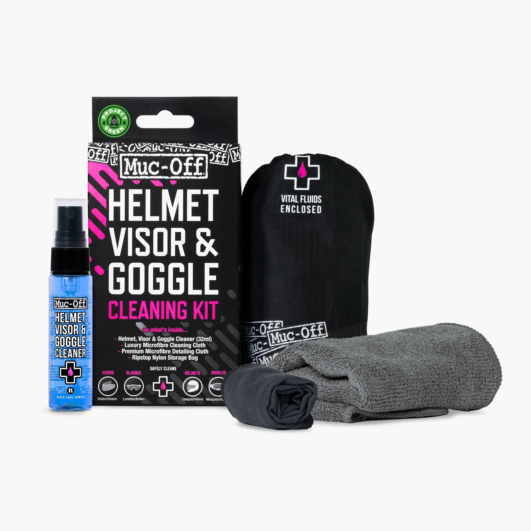 Muc-Off Helmet Visor & Goggle Cleaning Kit V2 – KKC Kart Components