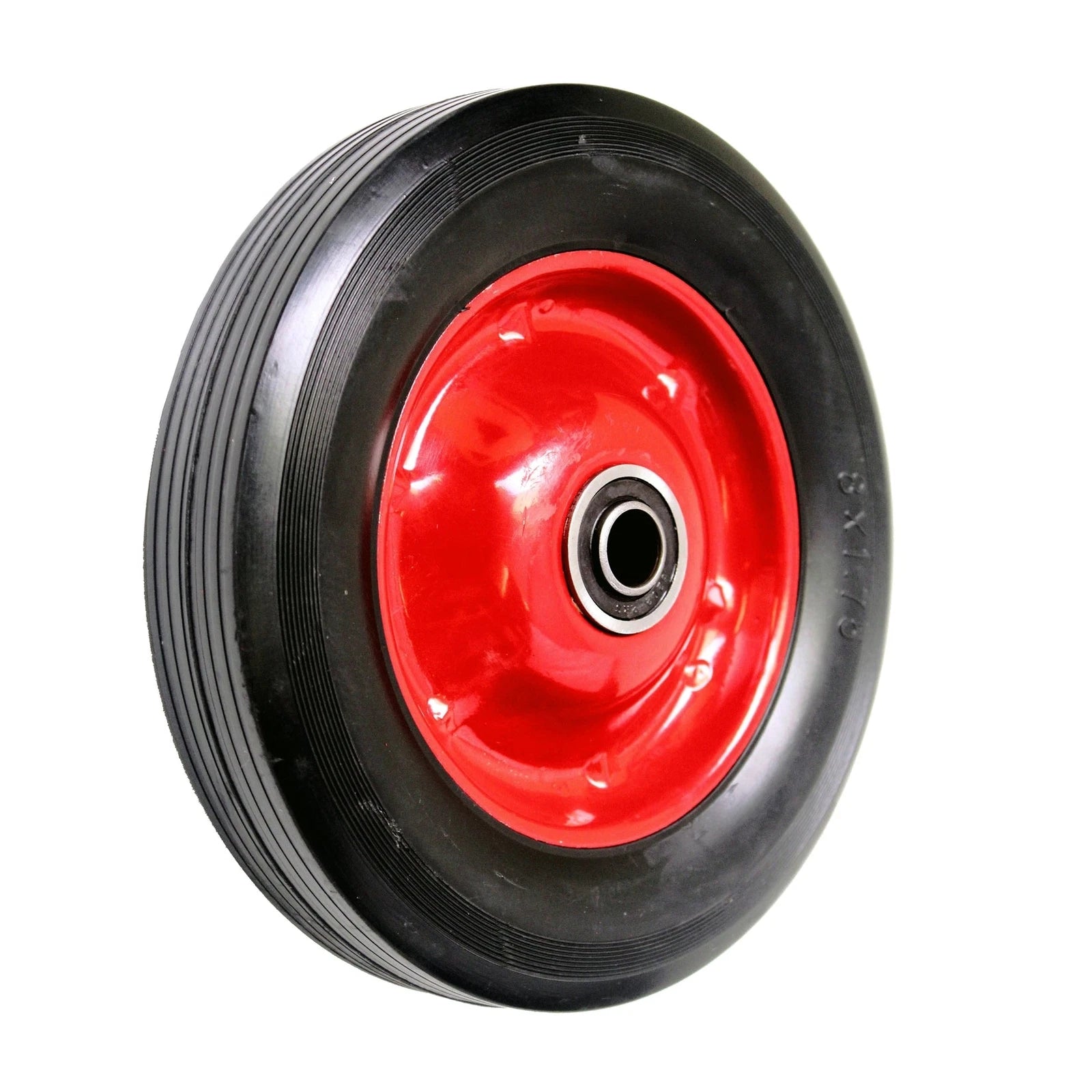 200mm (8") Solid Rubber Red Steel Wheel 45mm Wide 16mm Bore Truck Trol ...